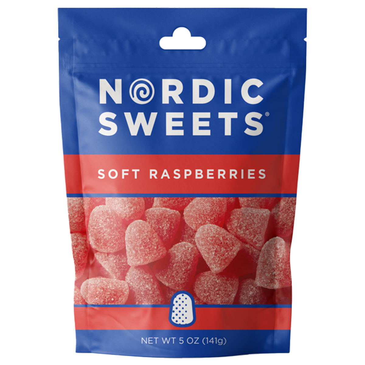Nordic Sweets® Soft Raspberries Resealable Peggable Pouch - Lars Own